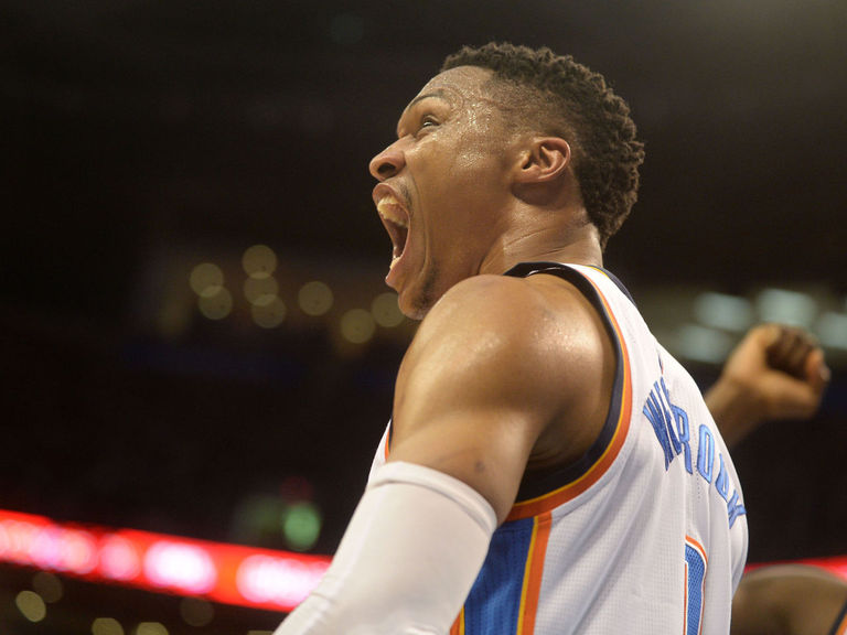 Watch: Ball slips out of Westbrook's hands, but falls in basket anyway ...