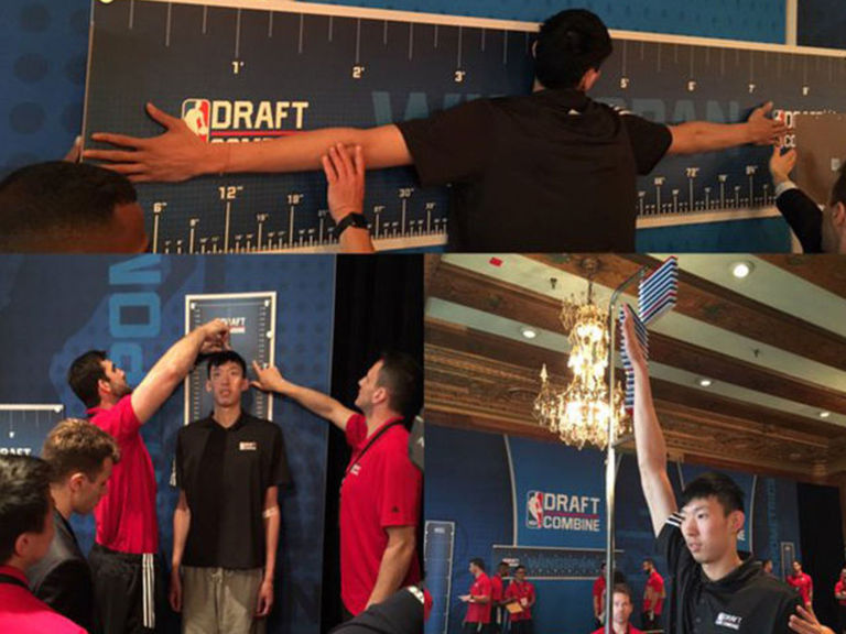Zhou Qi's insane wingspan steals spotlight at draft combine | theScore.com