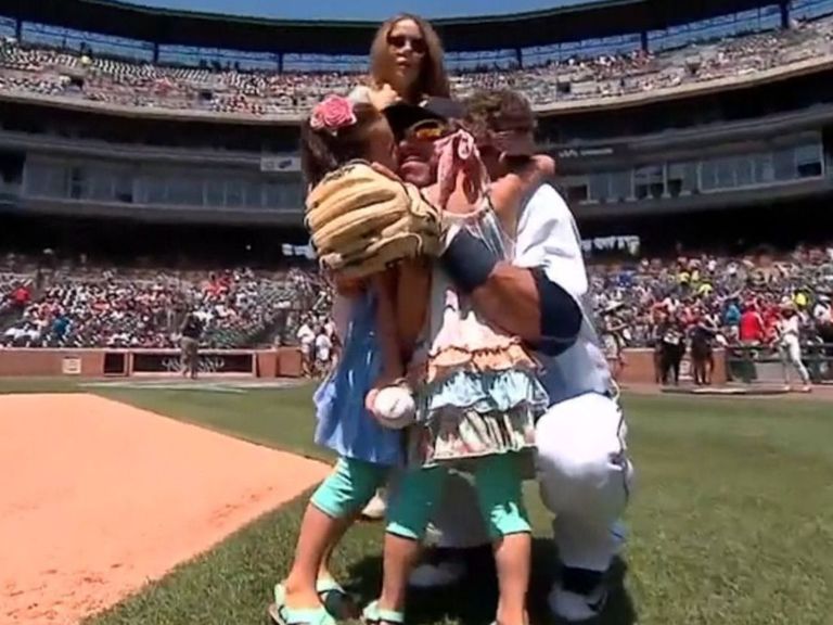 Aviles' cancer-free daughter throws out 1st pitch | theScore.com