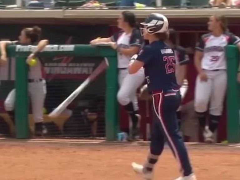 Softball player unleashes angry bat flip after HR | theScore.com