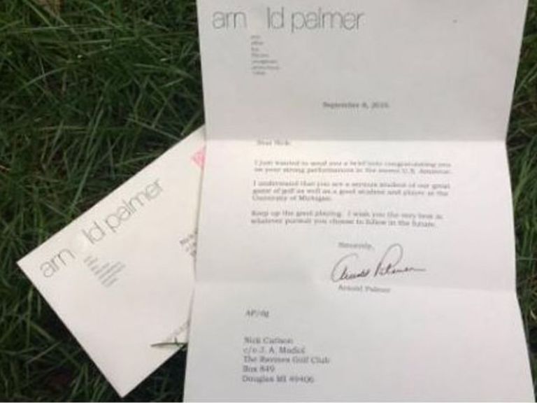 College golfer gets letter from Palmer after legend's death | theScore.com