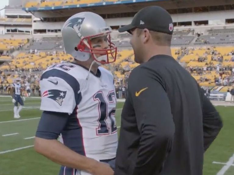 Watch: Roethlisberger asks Brady for jersey in pregame chat | theScore.com