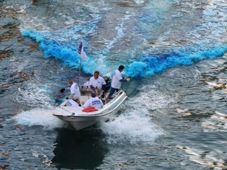 Chicago River dyed blue ahead of Cubs' victory parade | theScore.com