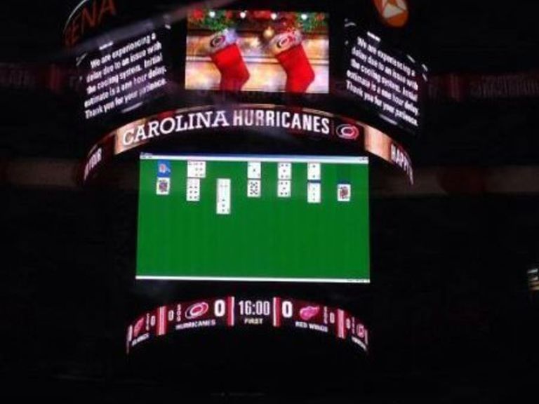 Hurricanes put game of solitaire on video board during delay | theScore.com