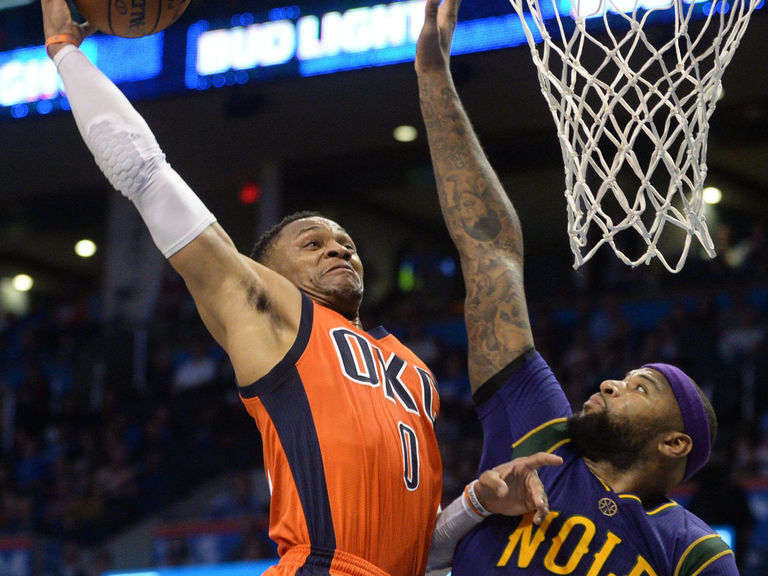 Russ smashes down dunk on Boogie, who fouls out | theScore.com