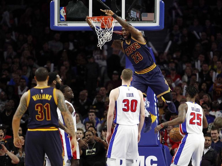 Watch: LeBron throws down dish from Irving, gets tech for swinging on ...