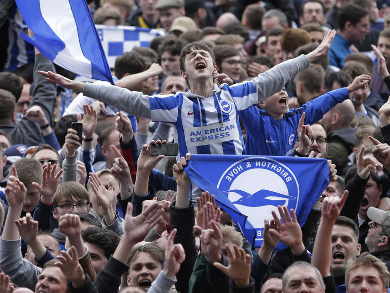 Look: Manic scenes, pitch invasion ensue as Brighton clinches promotion ...
