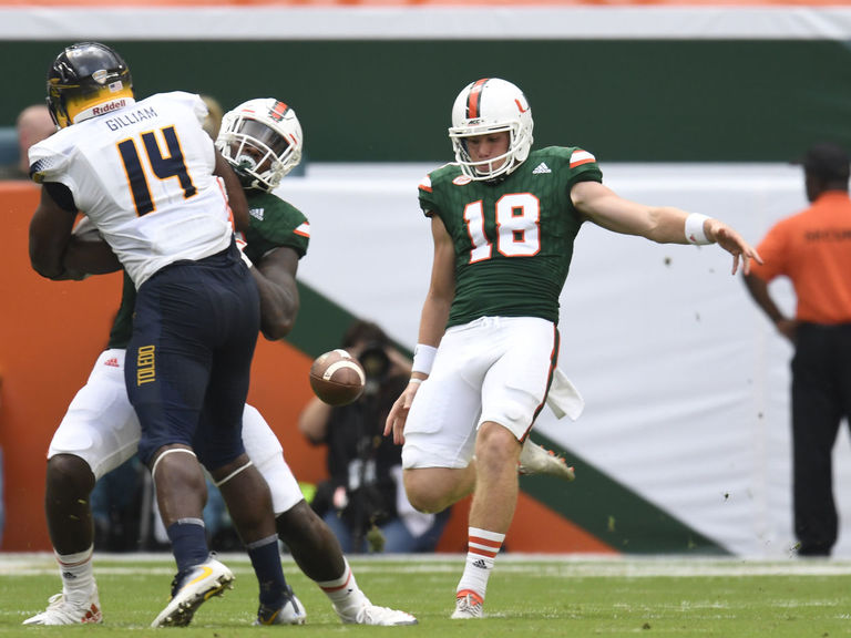 Watch: Miami punter uncorks epic shank for minus-1 yard | theScore.com