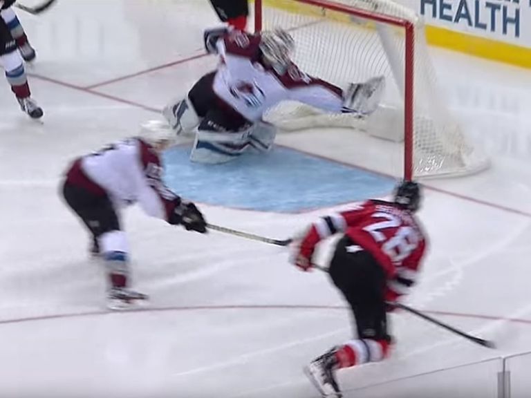 Watch: Bernier makes incredible diving save on Severson | theScore.com