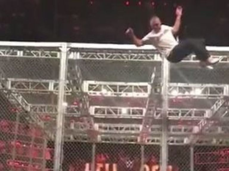 Watch: Shane McMahon injured during insane 20-foot jump off cage ...