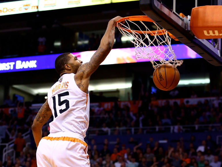 GIF: Marcus Morris destroys Aron Baynes with one-handed dunk | theScore.com
