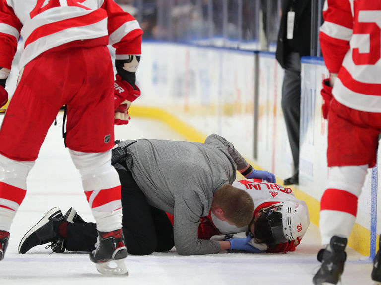 Red Wings' Perlini avoids serious injury after taking skate to face ...