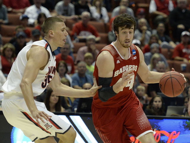 GIF: Wisconsin's Frank Kaminsky hit a three and he likes it…