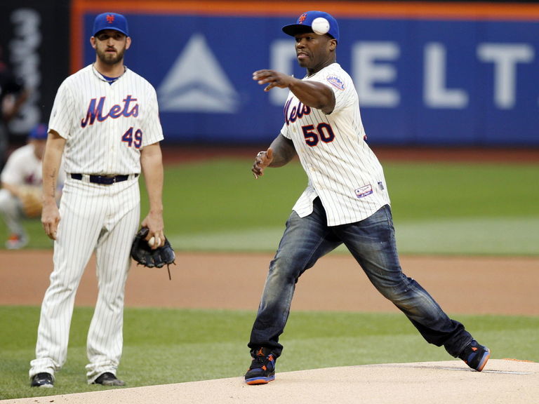VIDEO: 50 Cent throws 1st pitch just a bit outside | theScore.com