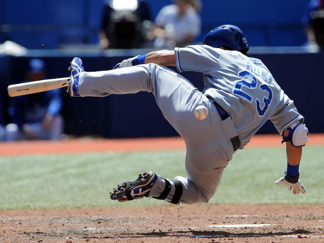 VIDEO: Norichika Aoki hit in the head by catcher's throw