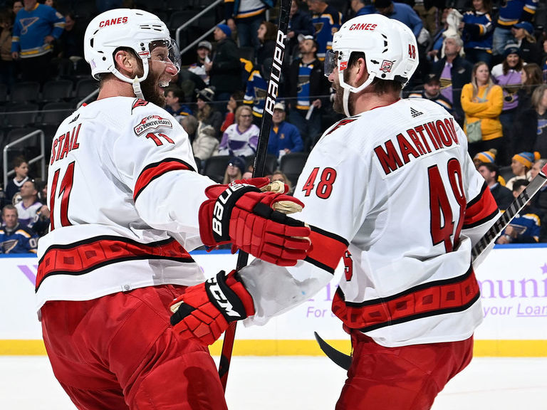 Martinook's hat trick helps Hurricanes beat Blues | theScore.com