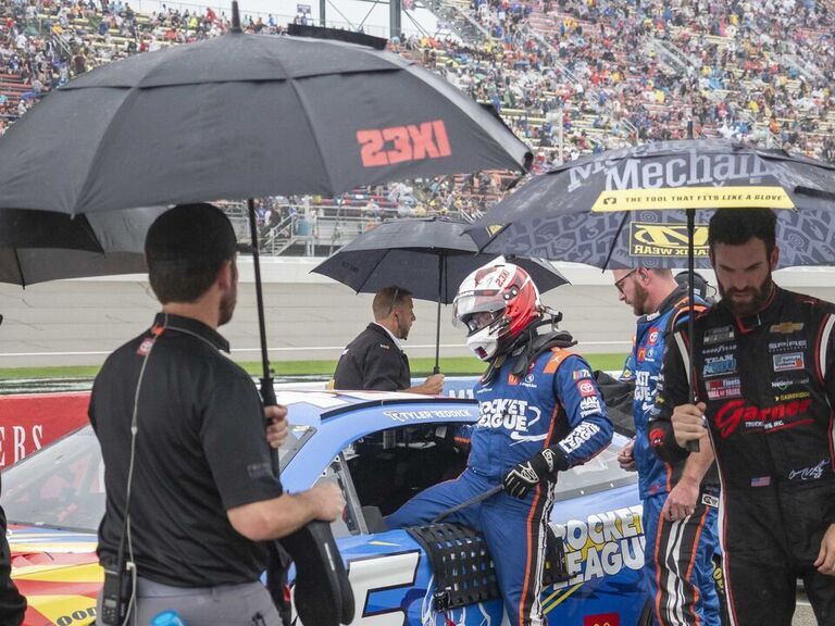 NASCAR suspends race at Michigan due to rain, aims to resume Monday ...