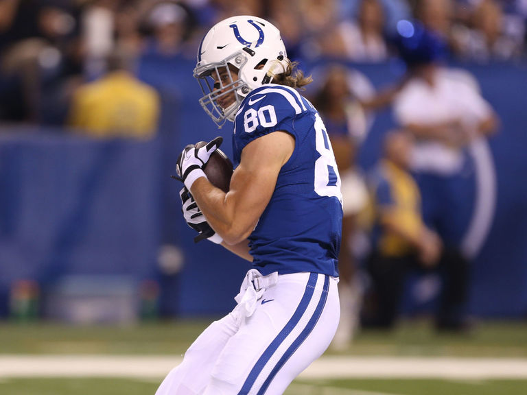 VIDEO: Colts' Fleener mocks Jimmy Graham goalpost dunk | theScore.com