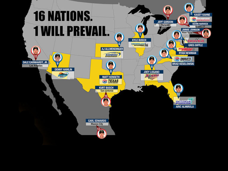 16 drivers to visit 16 cities on Wednesday to promote the Chase ...