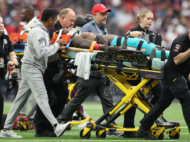 Dolphins' DuBose stretchered off after hit to head vs. Texans ...