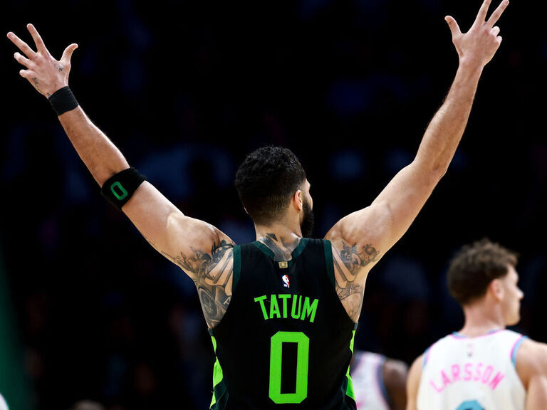Tatum shines as Celtics hold Heat to 34% shooting in blowout win ...