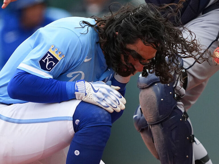 Royals' India departs after taking 99-mph fastball to head | theScore.com